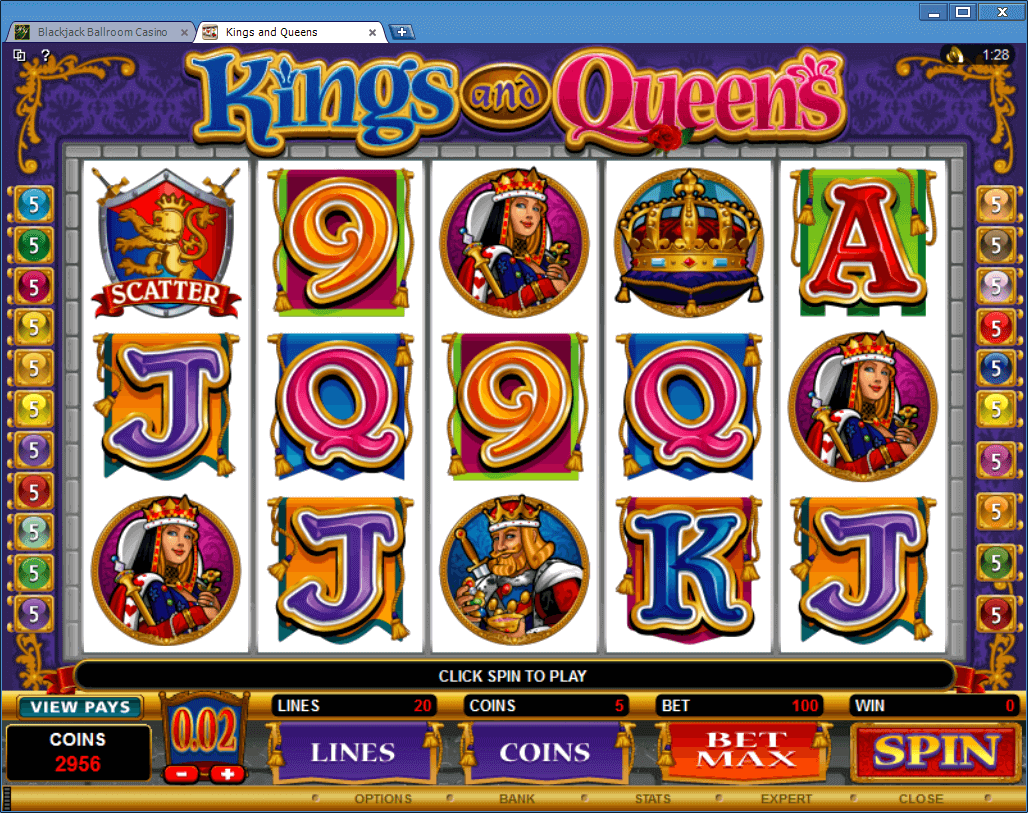 Kings and Queens regular video slot BlackJack Ballroom online casino ...