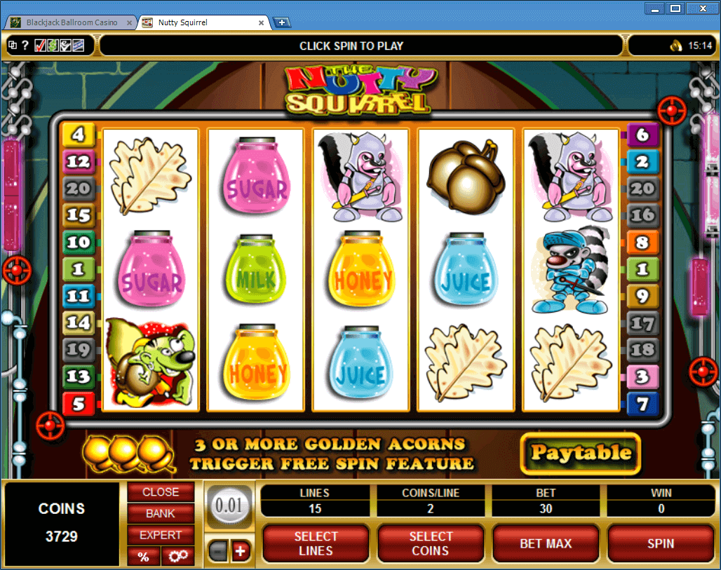 The Nutty Squirrel regular video slot BlackJack Ballroom online casino ...